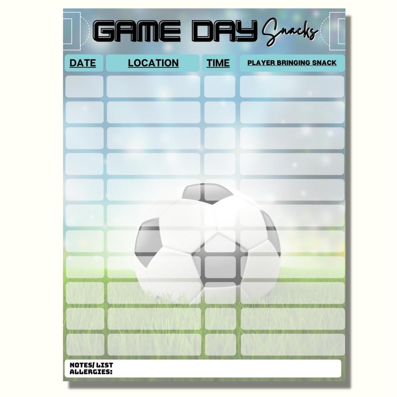Soccer Game Day Snack Schedule Sign up Sheet Instant - Etsy Soccer Game Day Snack Schedule Sign up Sheet Instant - Etsy