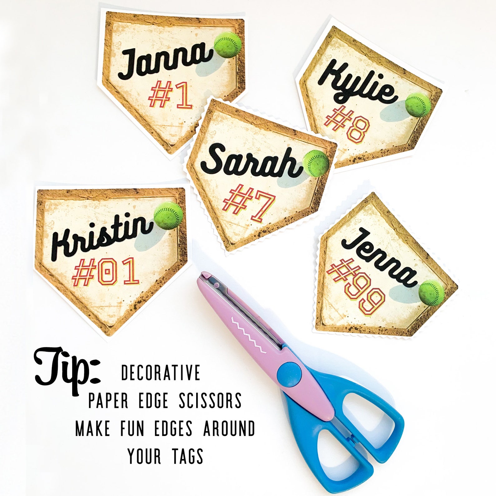 Softball Girls Team Party Printable Tags, Customizable & Editable Party ...
