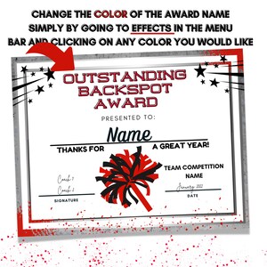 Cheerleading Award Certificates, Red & Black Pom Poms Design for ...