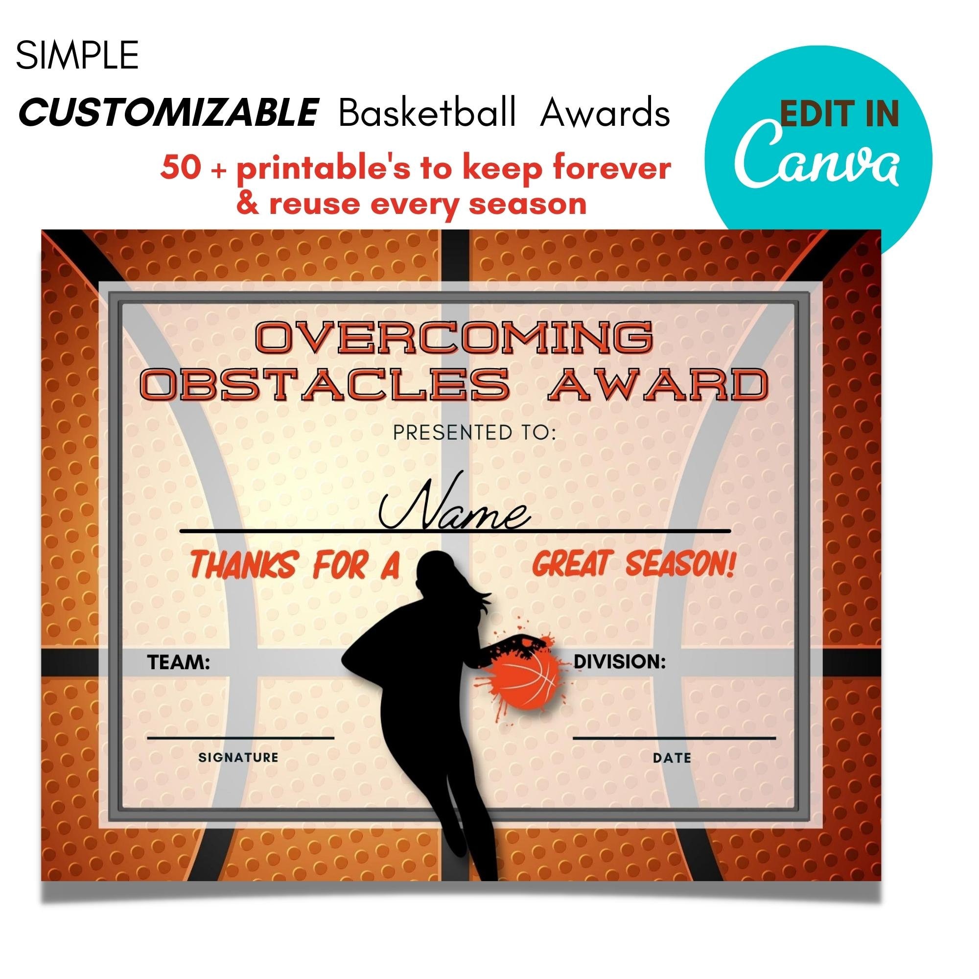 End of Season Girls Basketball Award Certificates | 50+ Basketball ...