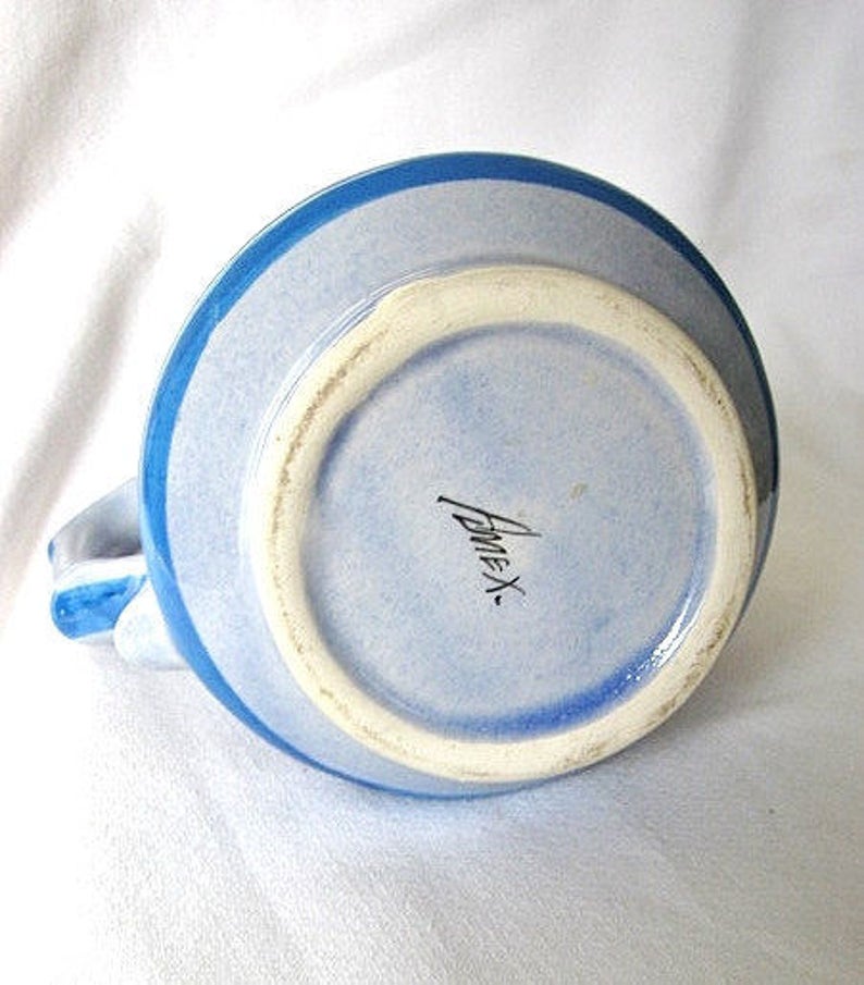 Mexican 28 Oz Cobalt Blue Bird Pitcher From Tonala Mexico W. | Etsy
