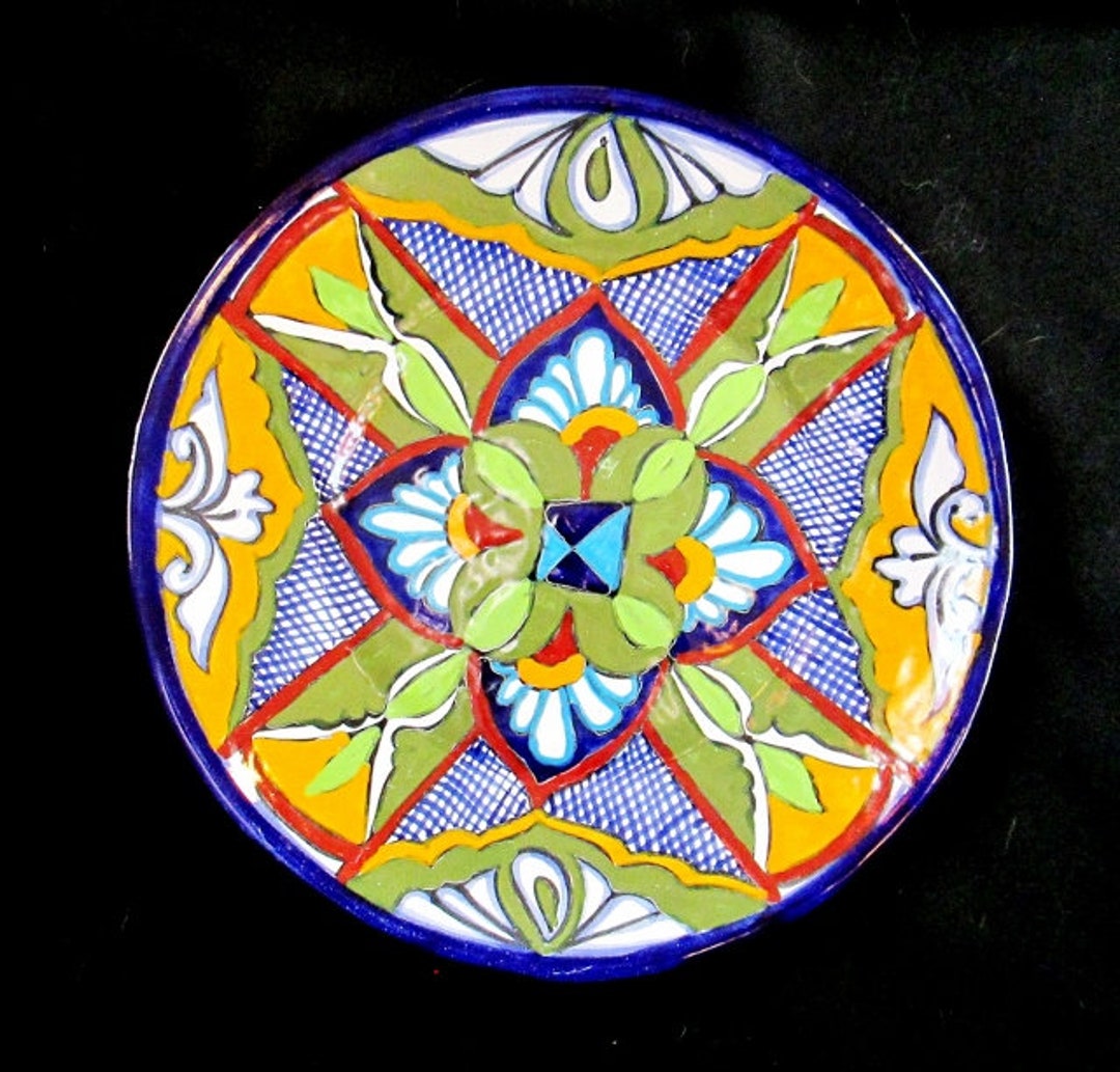 Large 12" Mexican Folk Art Talavera Platter / Charger Plate Lead Free ...