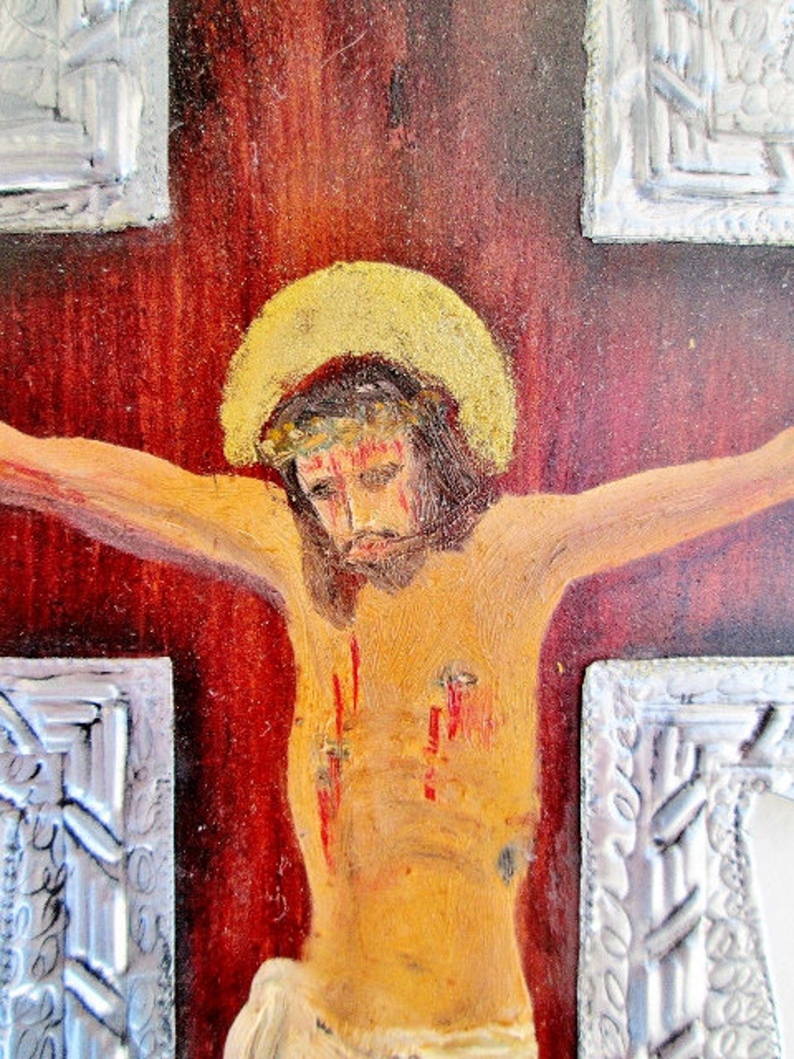 Ecuador Christ on Cross Wood & Punched Tin Folk Art Wall Decor - Etsy