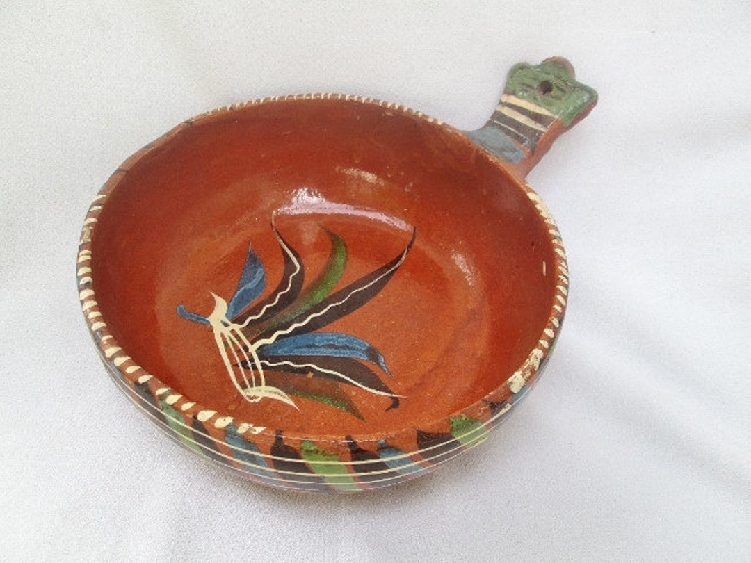 Vintage Redware Pottery Bowl With Handle From 1930s Mexico - Etsy