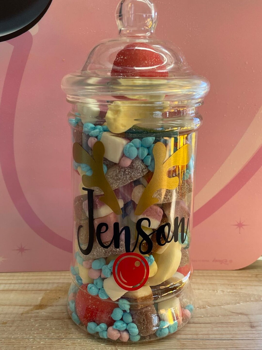 Personalized Rudolph Sweet Jar: Christmas Candy Gift - Etsy UK