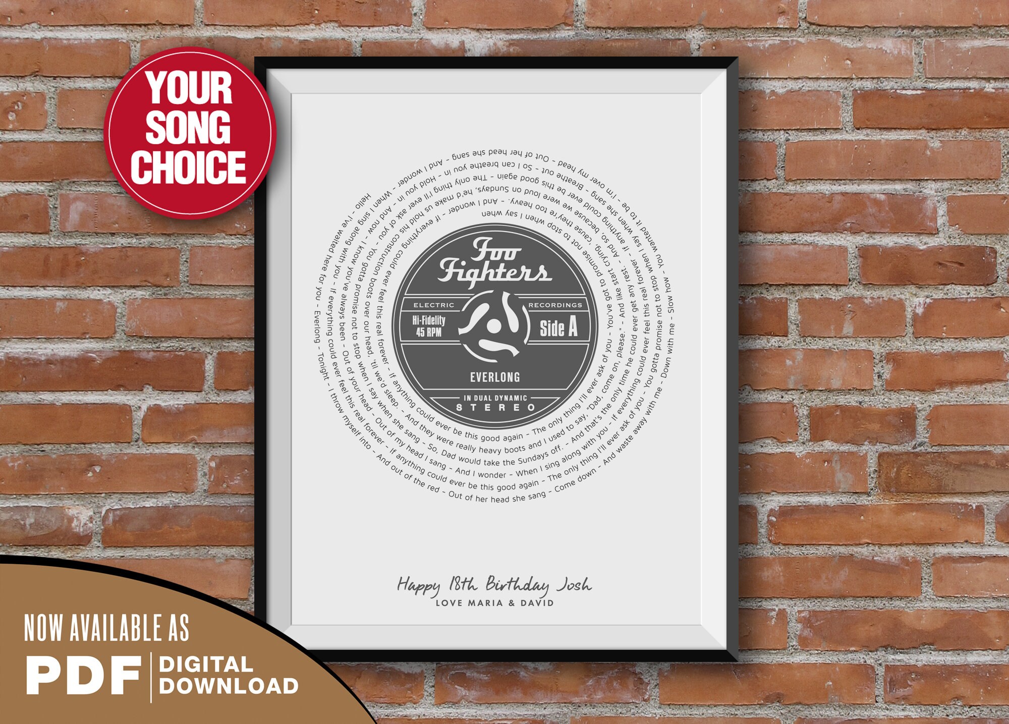 Personalised Record Print Favourite Song Print Record Lyrics | Etsy