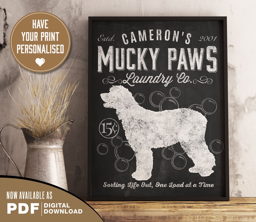 Laundry Room Dog Print, Personalised Labradoodle Laundry Sign, Laundry ...