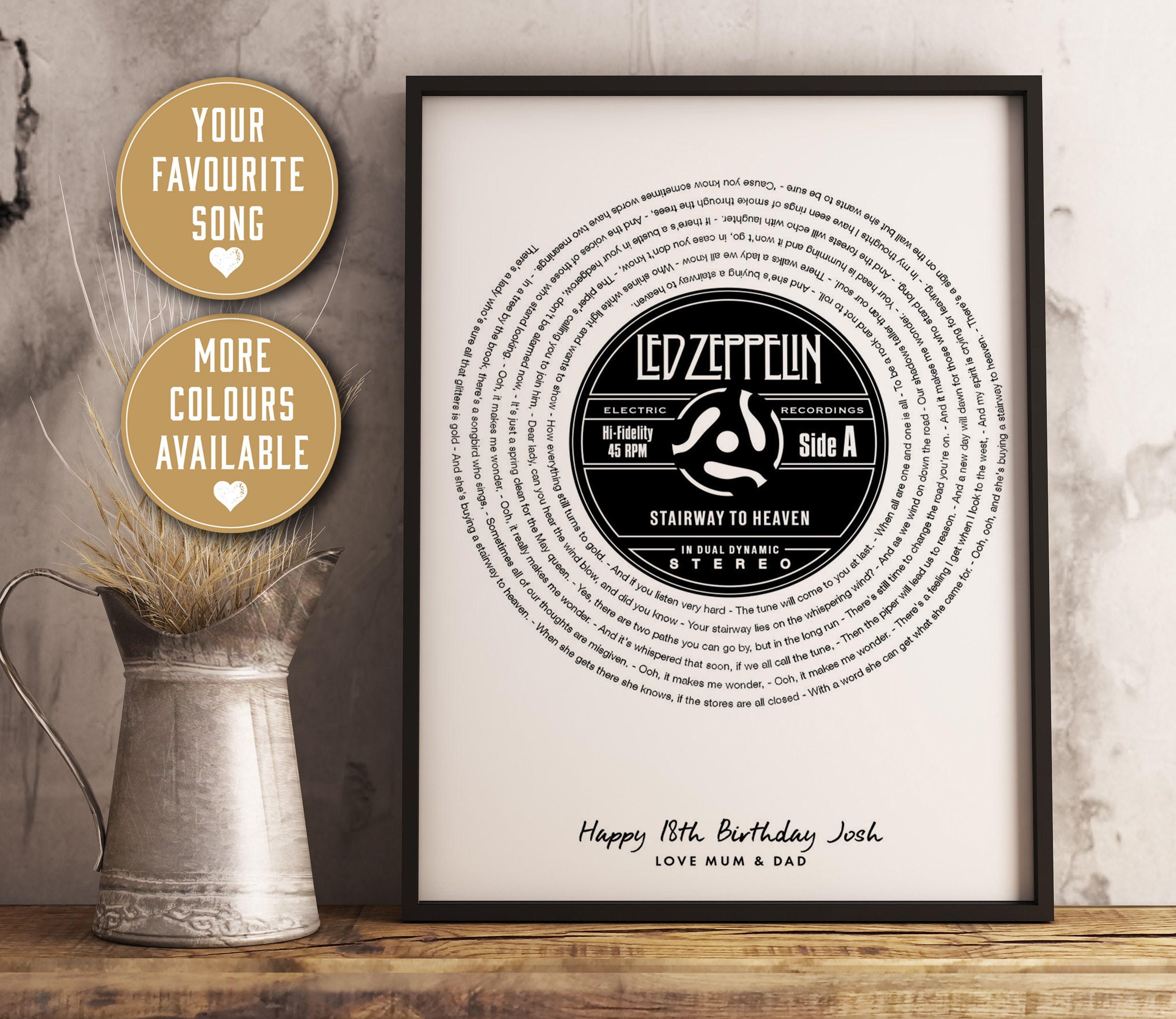 Personalised Record Print Favourite Song Print Record Lyrics | Etsy