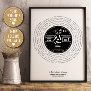 Personalised First Dance Print, Favourite Song Lyrics Print, Vinyl ...