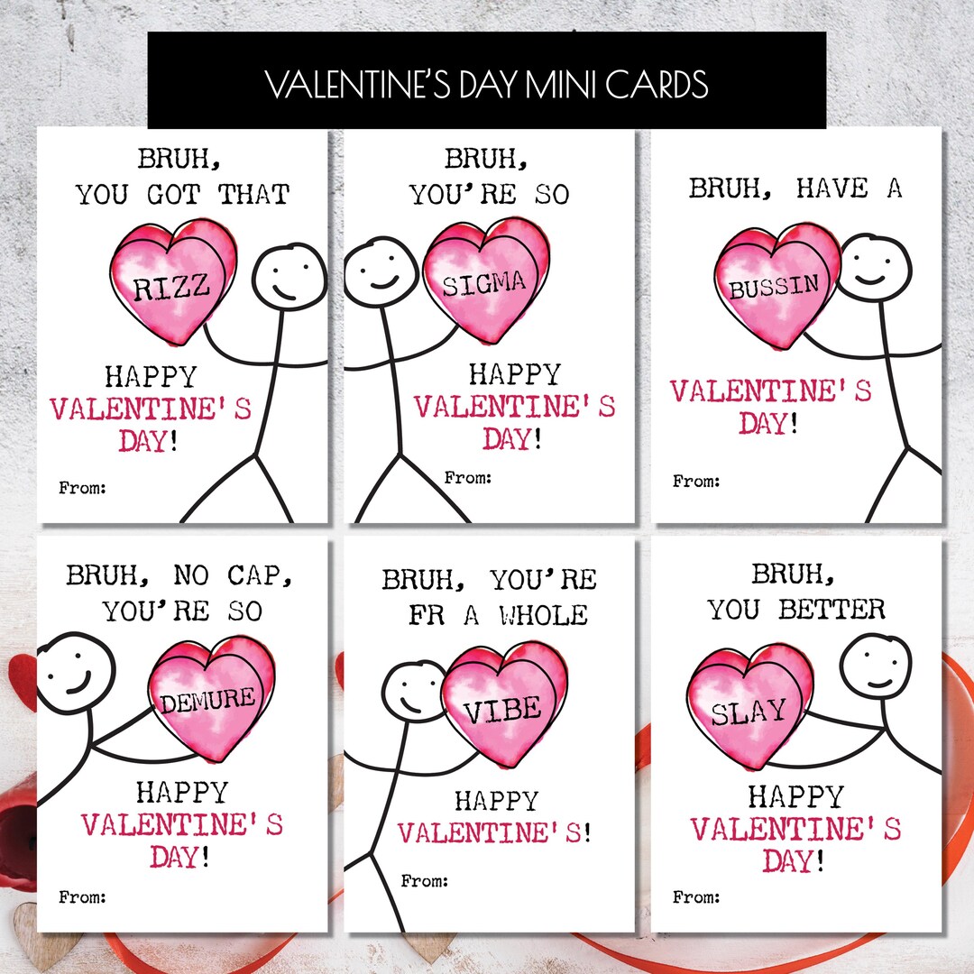 Slang Valentine's Day Cards for Kids, Funny Printable Classroom ...