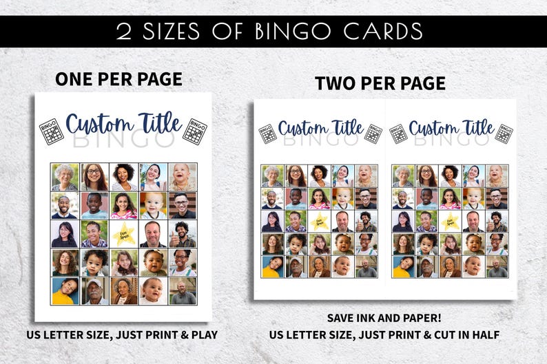 Custom Photo Bingo Game • Personalized Bingo Cards • Upload Your Photos ...