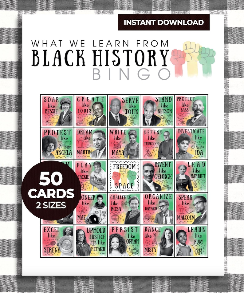 Black History Bingo Game | Black History Month Activity for Kids ...