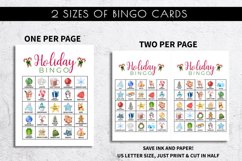 Classroom Bingo Game Holiday Activity, Winter Christmas Bingo Cards for ...