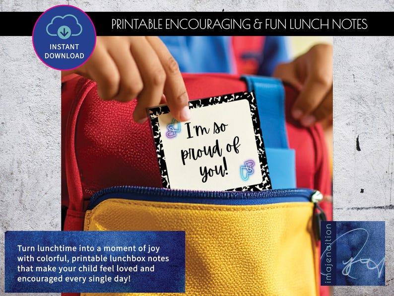 Printable Lunchbox Notes for Kids Encouraging & Fun Lunch Notes ...