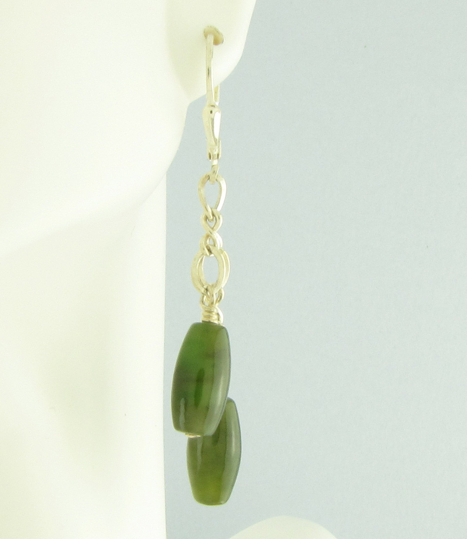 Canadian Jade Barrel Semi Precious Stones With SS Filigree - Etsy