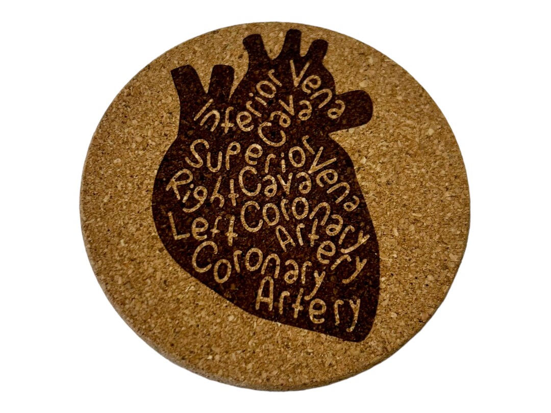 Ways to My Heart Anatomic Heart Anatomy Healthcare Cork Coaster - Etsy