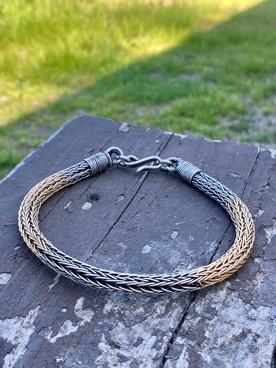 Viking Knit Bracelet Double Knit Chain Sterling Silver 14 Gold Fill ...