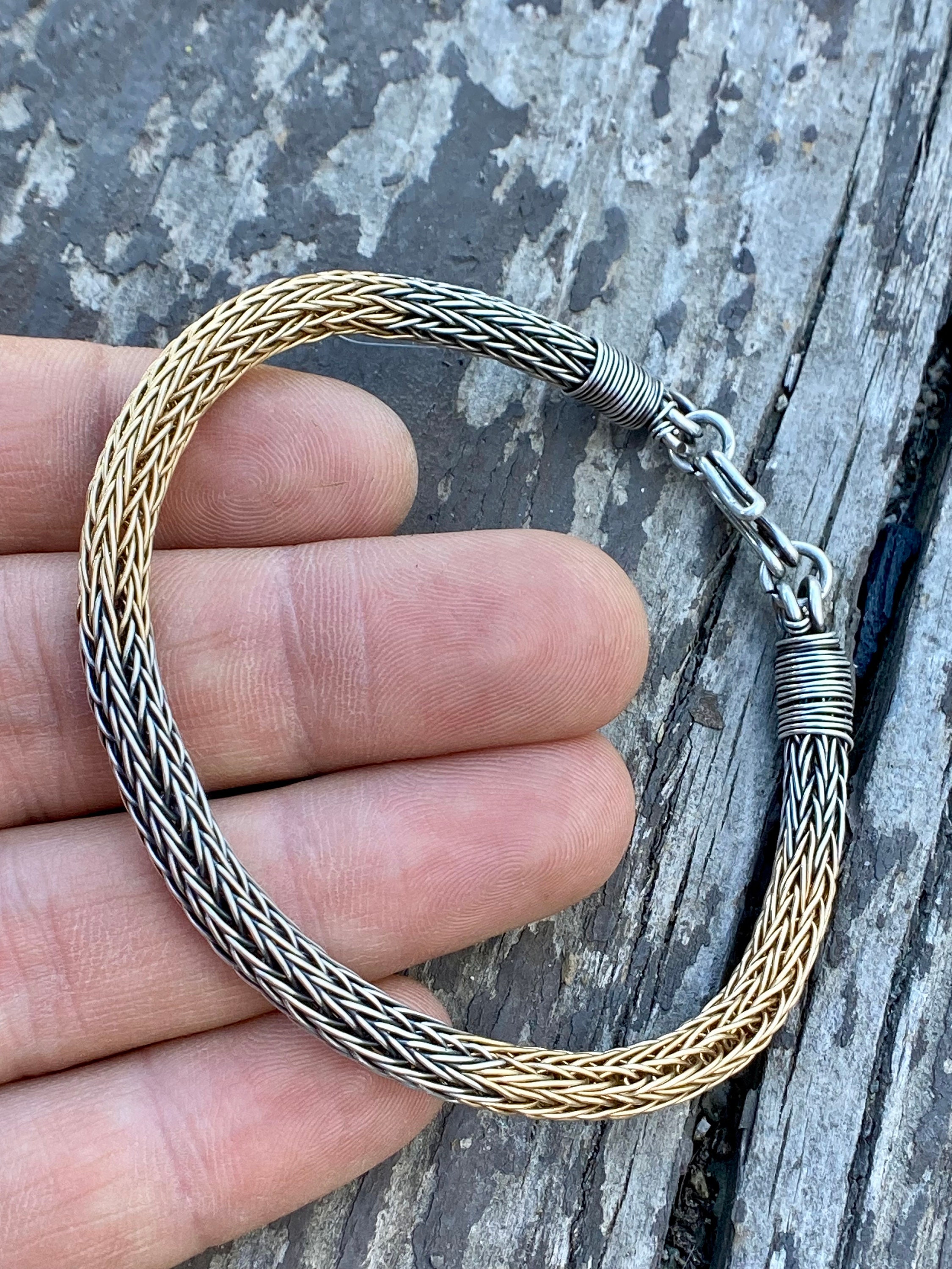 Viking Knit Bracelet Double Knit Chain Sterling Silver 14 Gold Fill ...