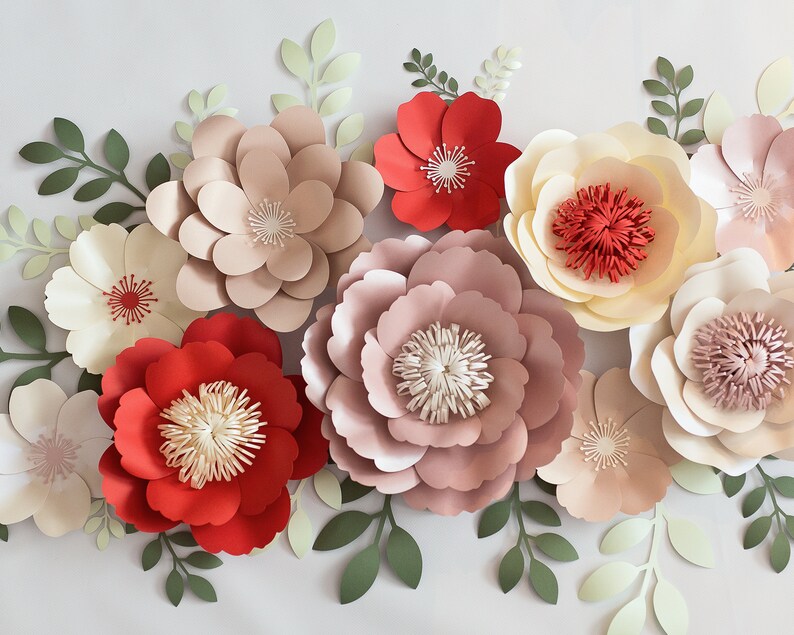 Large Set of Paper Flowers and Leaves Video Tutorial and | Etsy