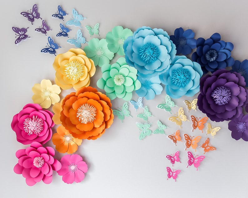 Large Set of Paper Flowers and Leaves Video Tutorial and | Etsy