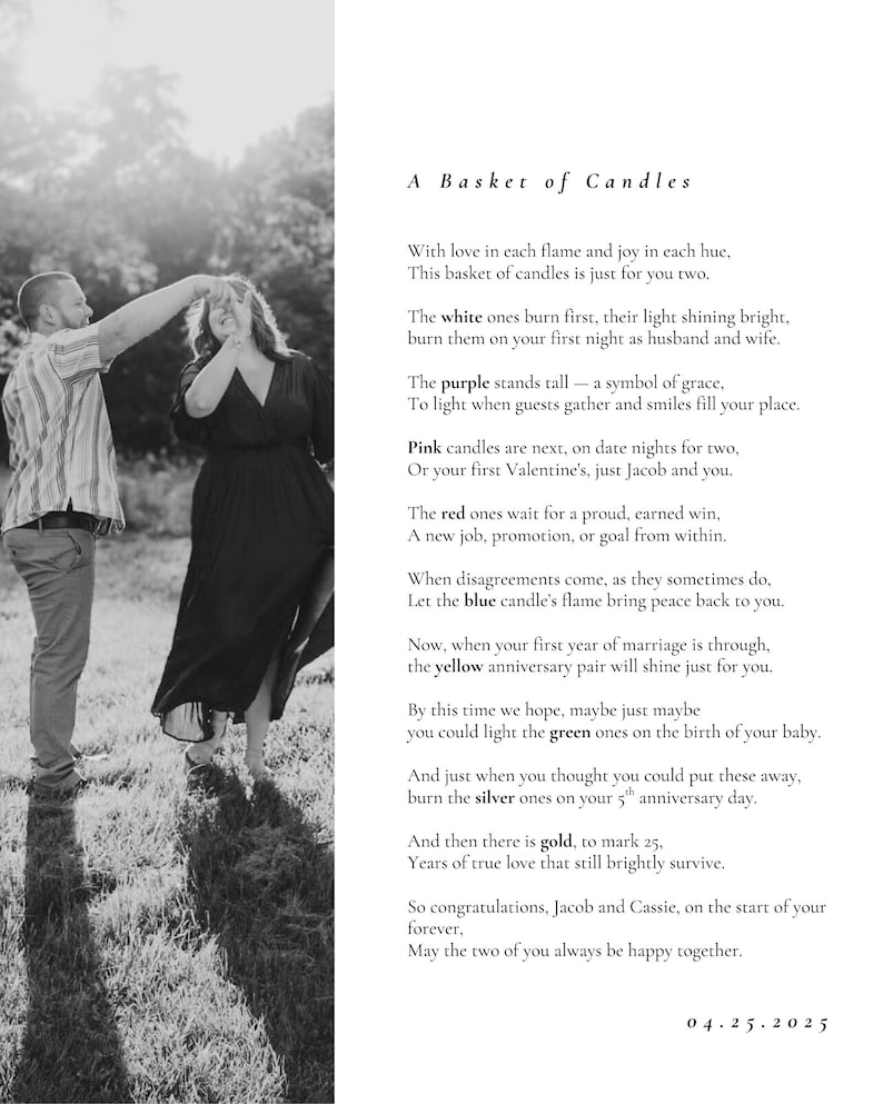 A Basket of Candles Personalized Poem Print - Etsy