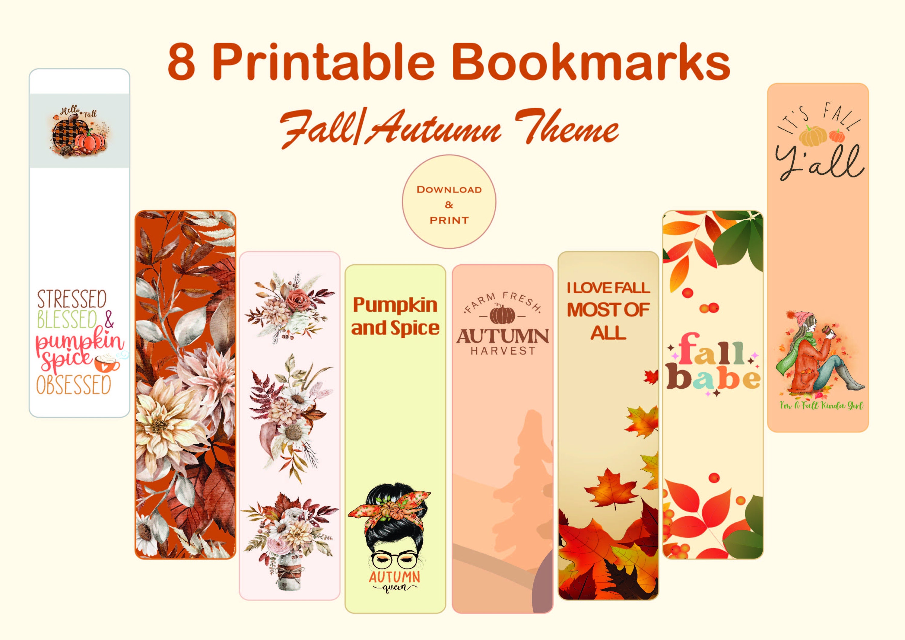 Printable Bookmarks Template, Digital Bookmark Instant Download ...