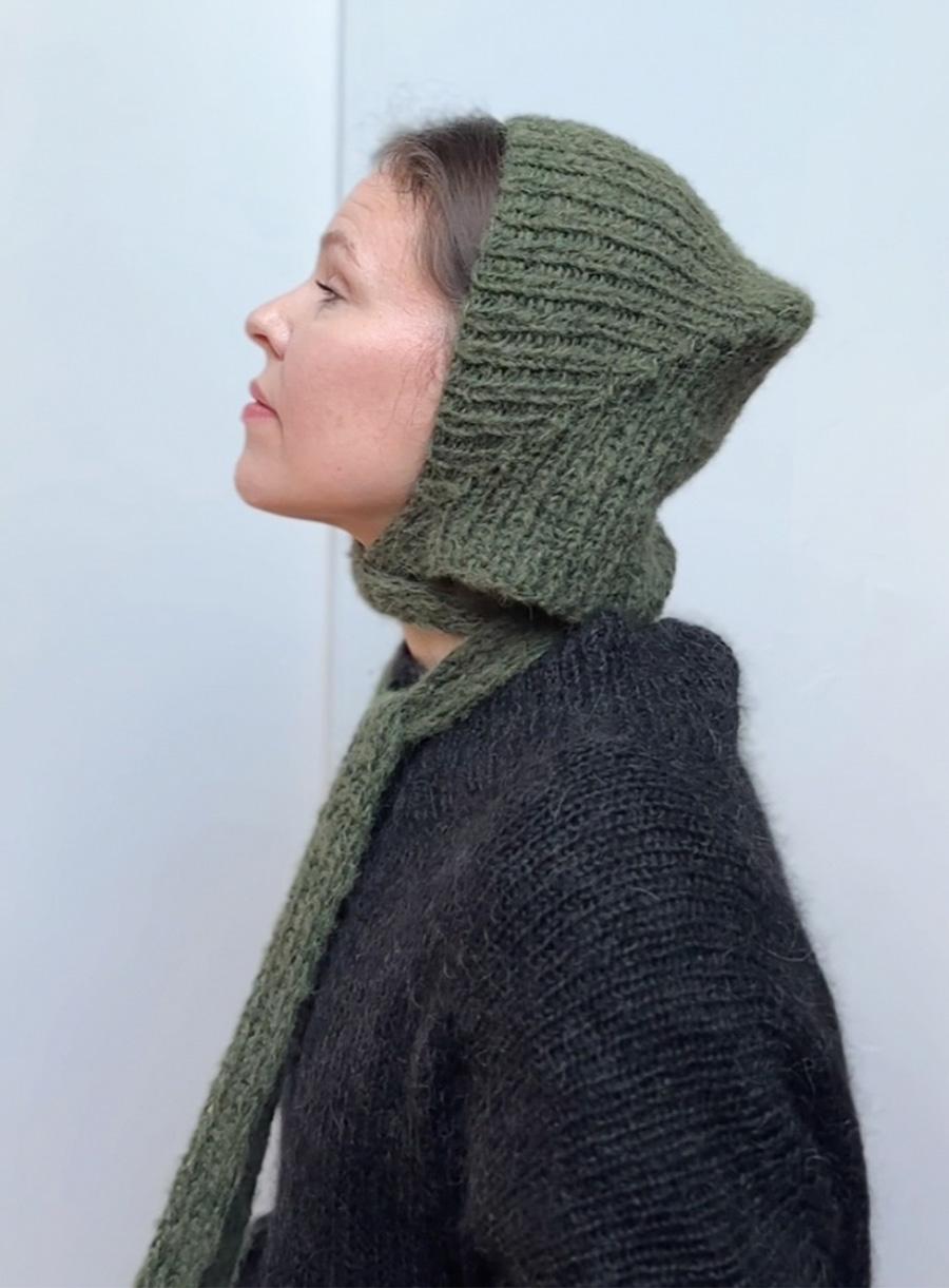 Green Knitted Bonnet | Hand Knit Winter Hat for Women | Adult Cozy ...
