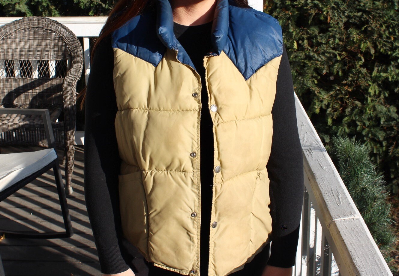 Small 70s Vintage Puffer Vest 80s Puffer Vest Vintage Puffy Down Vest ...