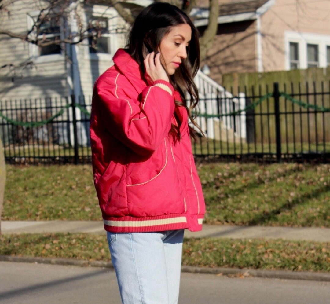 80's Vintage Puffer Bomber Jacket - Etsy