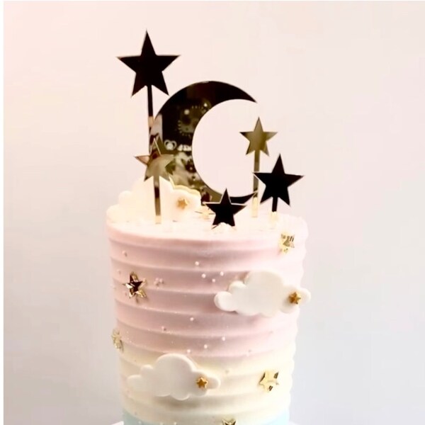 Moon and Star Cake Topper - Etsy