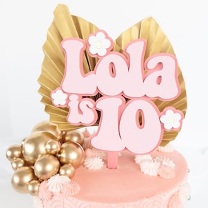 Daisies With Retro Font Name and Age Acrylic Double Layer Cake Topper ...