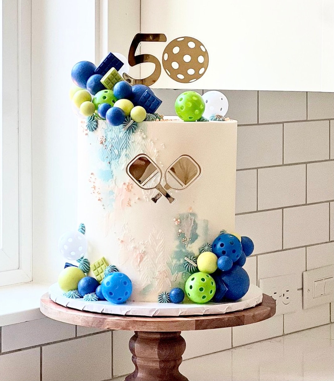 Pickleball and Paddles Acrylic Birthday Cake Topper Set for ...