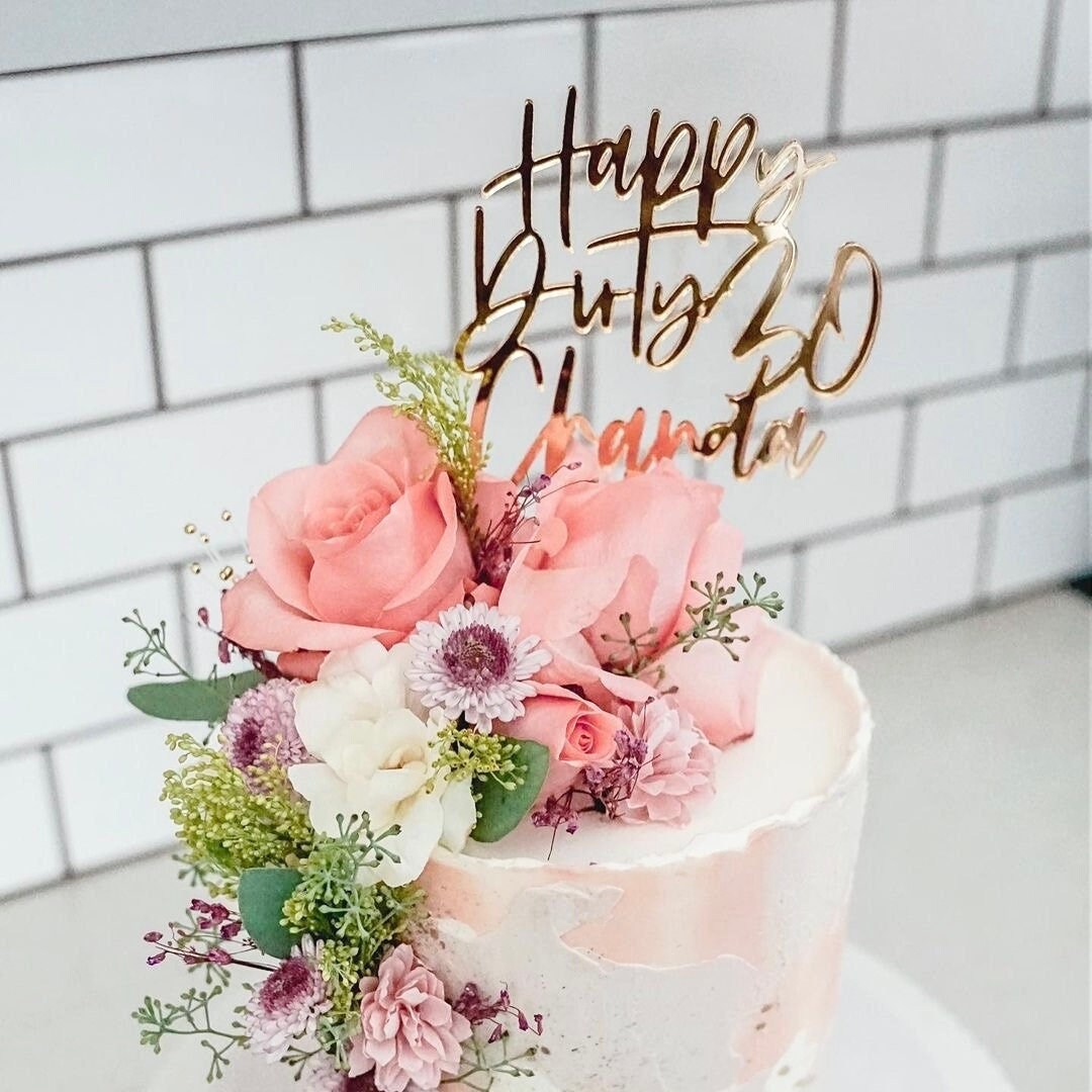 Your Custom Message Acrylic Cake Topper Personalized Birthday - Etsy