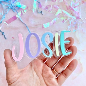 Rainbow Letters Name Cake Charm or Topper Option of Bright Muted Pastel ...