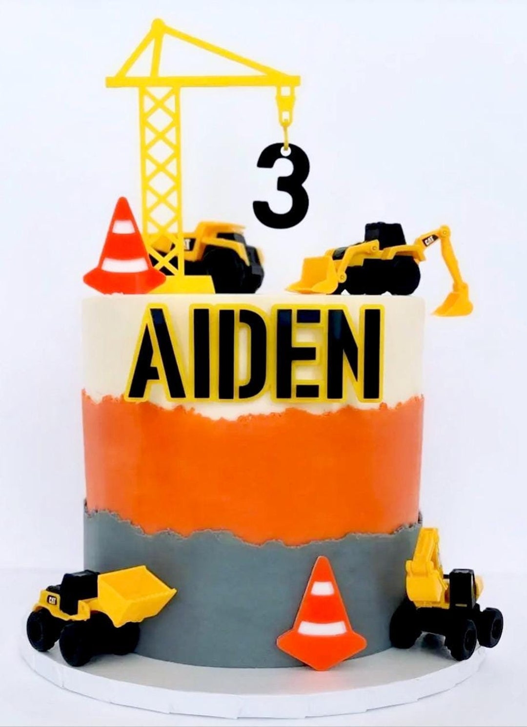 Construction Crane Birthday Cake Topper Set With Personalized Name, Age ...