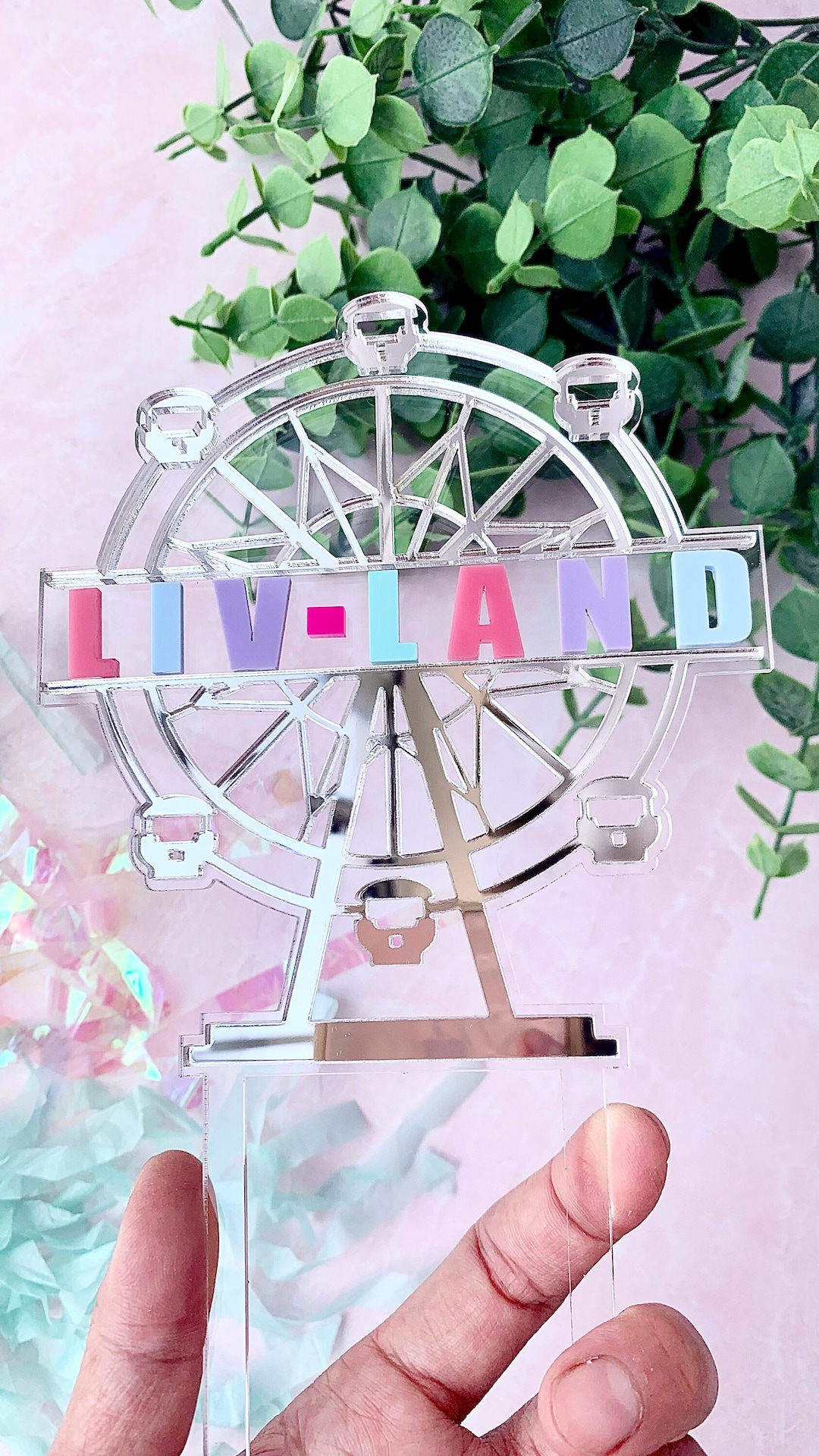 Festival Ferris Wheel Personalizable Name Acrylic Cake Topper Custom ...