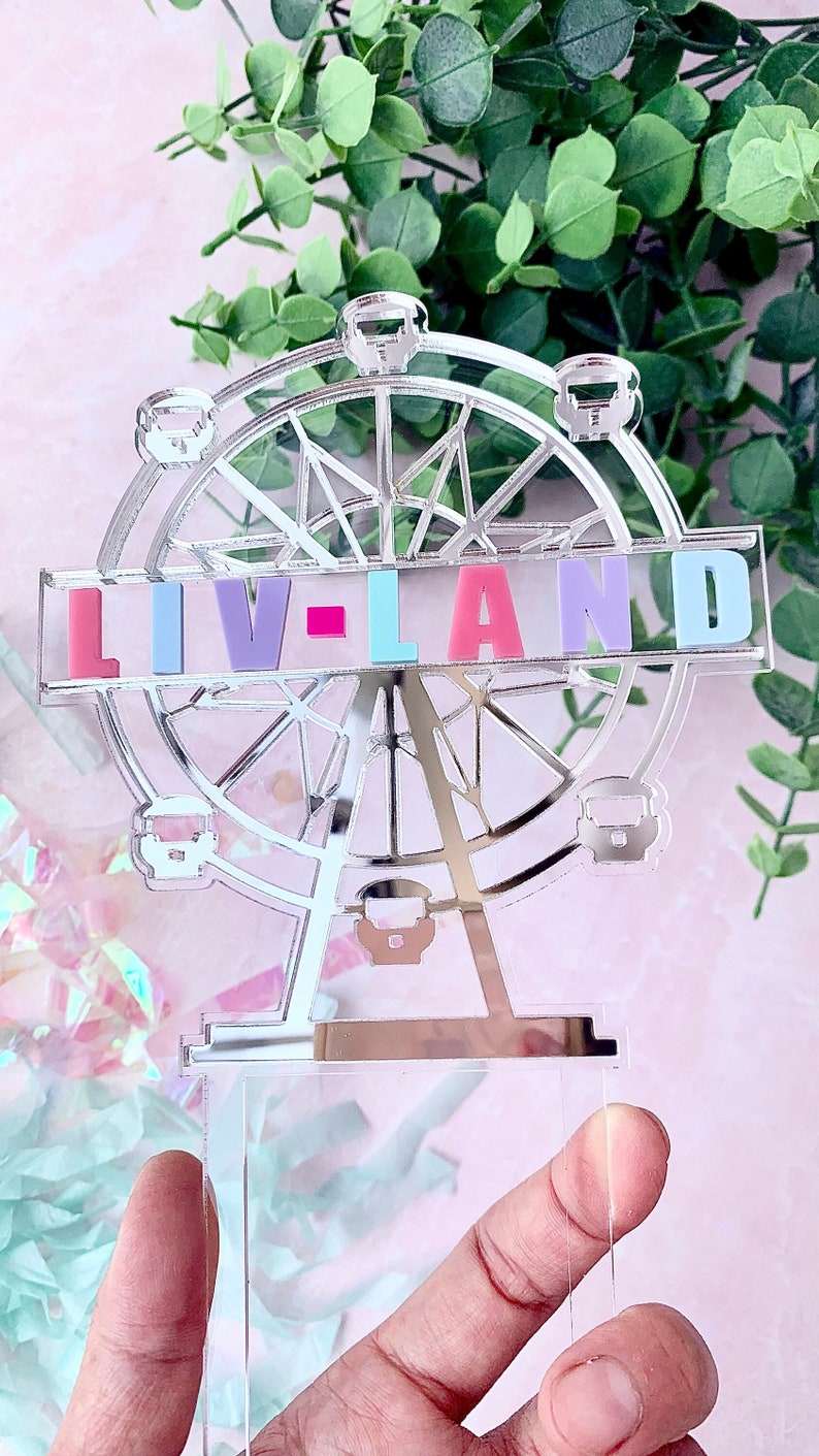 Personalized Name Ferris Wheel Acrylic Cake Topper for Birthday Decor ...