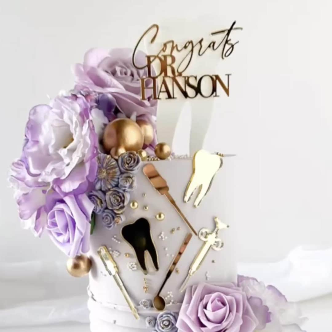 Dental School Graduation Cake Topper Set With Personalized Name and ...
