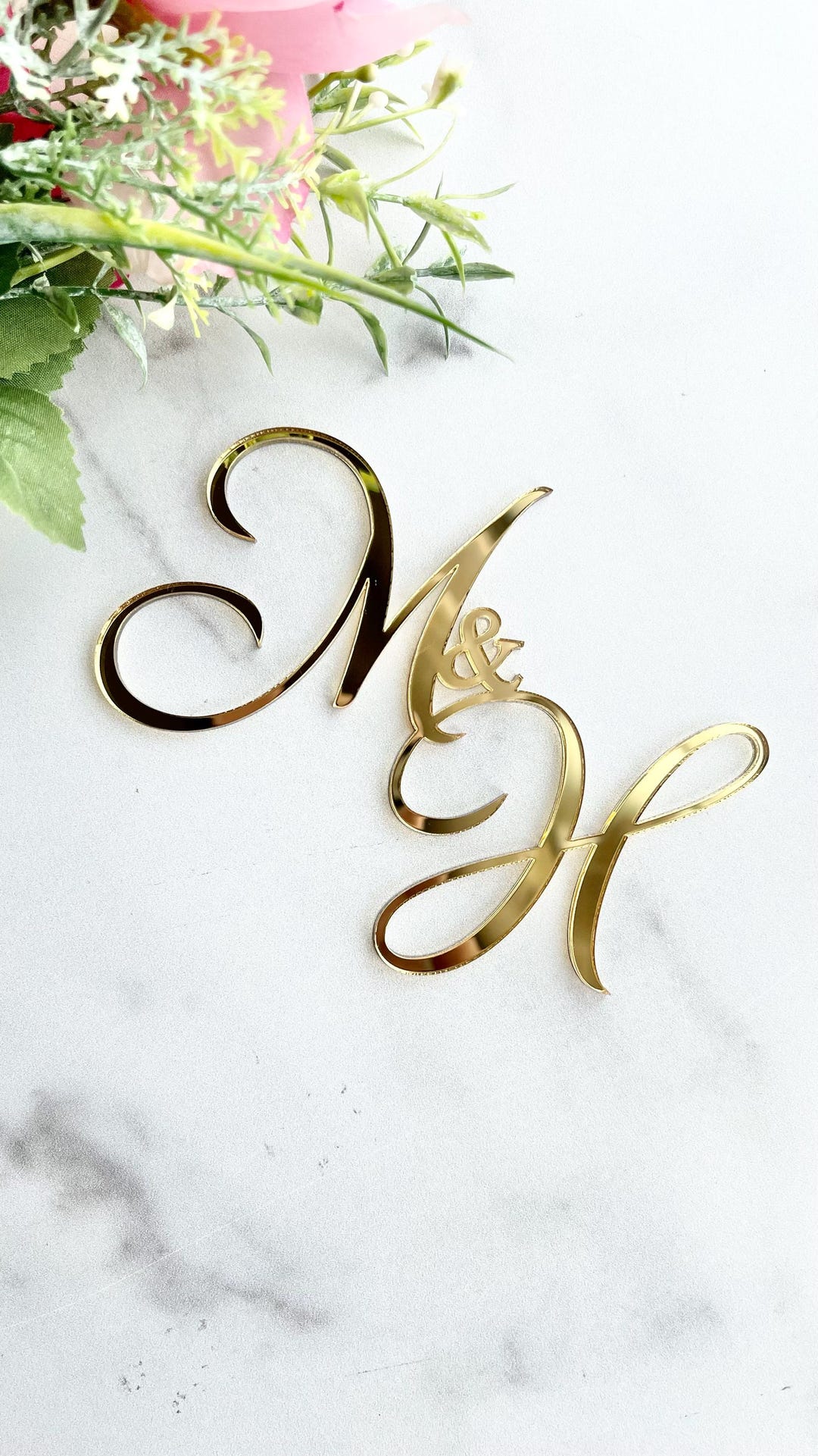Personalized Wedding Initials Acrylic Cake Charm With Calligraphy ...