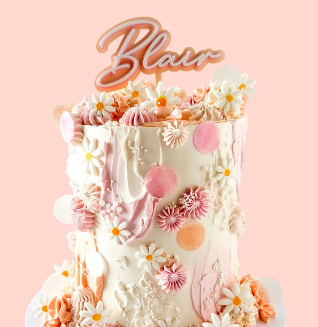 Personalized Double Color Acrylic Cake Topper: Birthday, Wedding ...