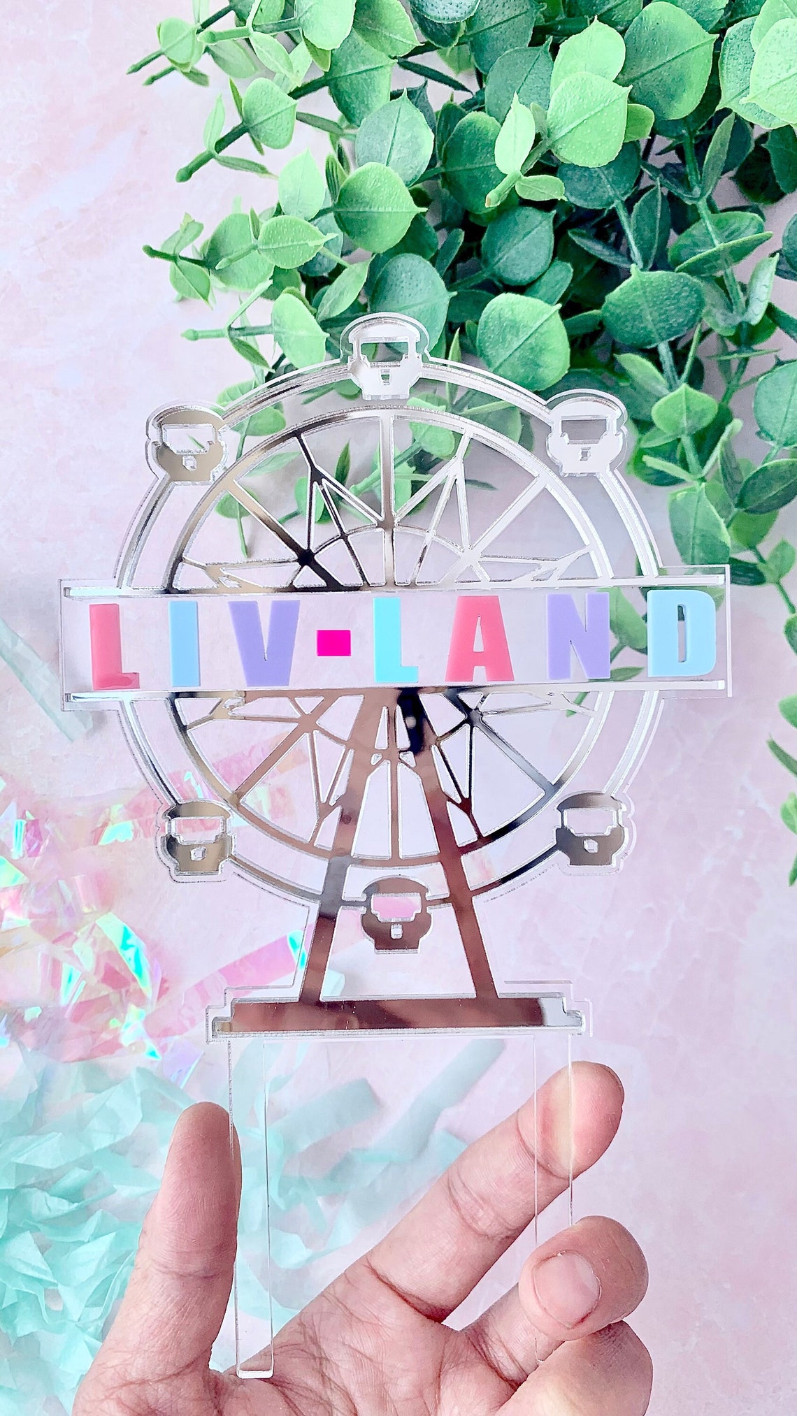 Personalized Name Ferris Wheel Acrylic Cake Topper for Birthday Decor ...