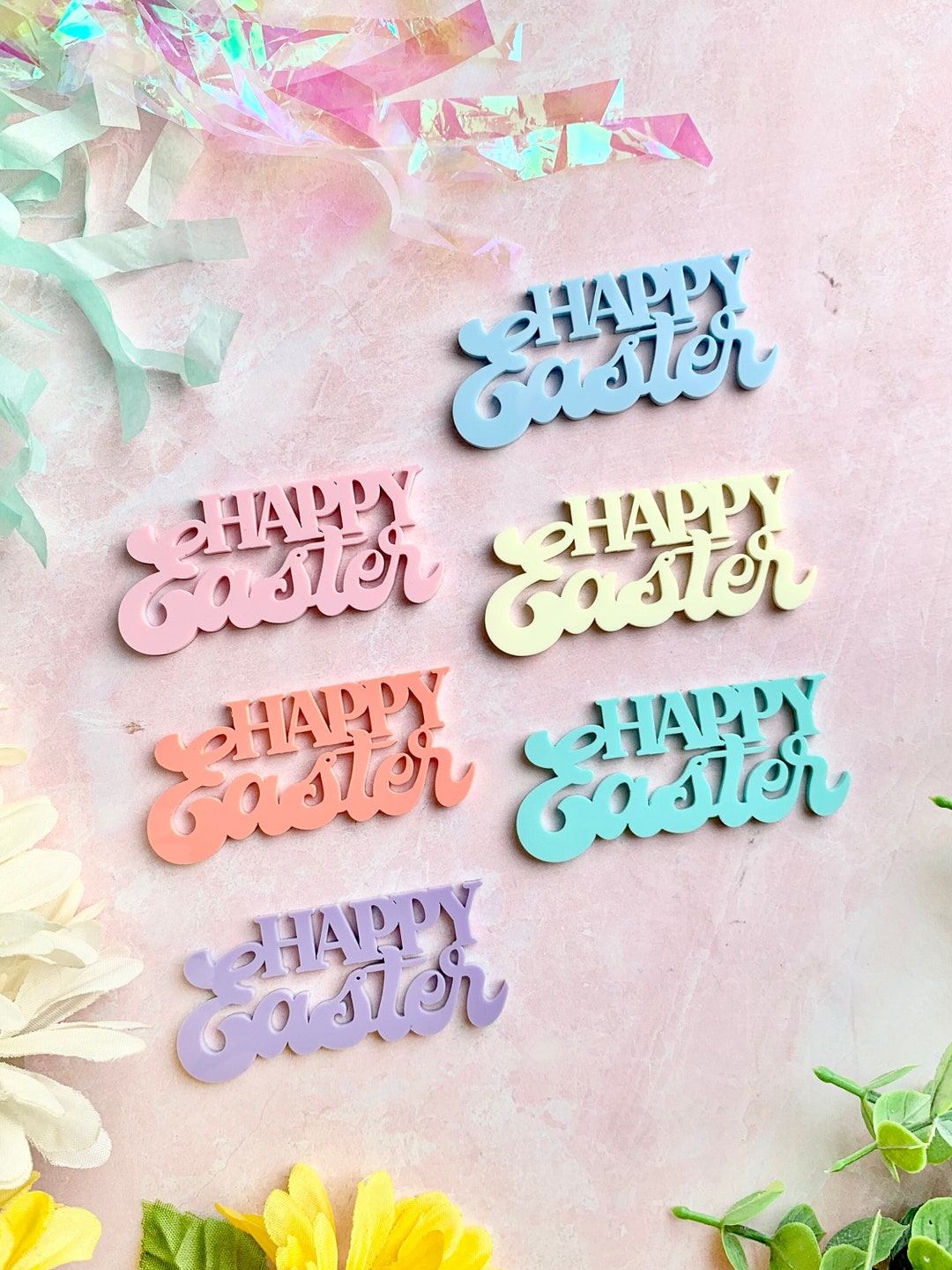 Happy Easter Mini Cake Charms Cupcake Toppers Bento Treat Box Heart ...