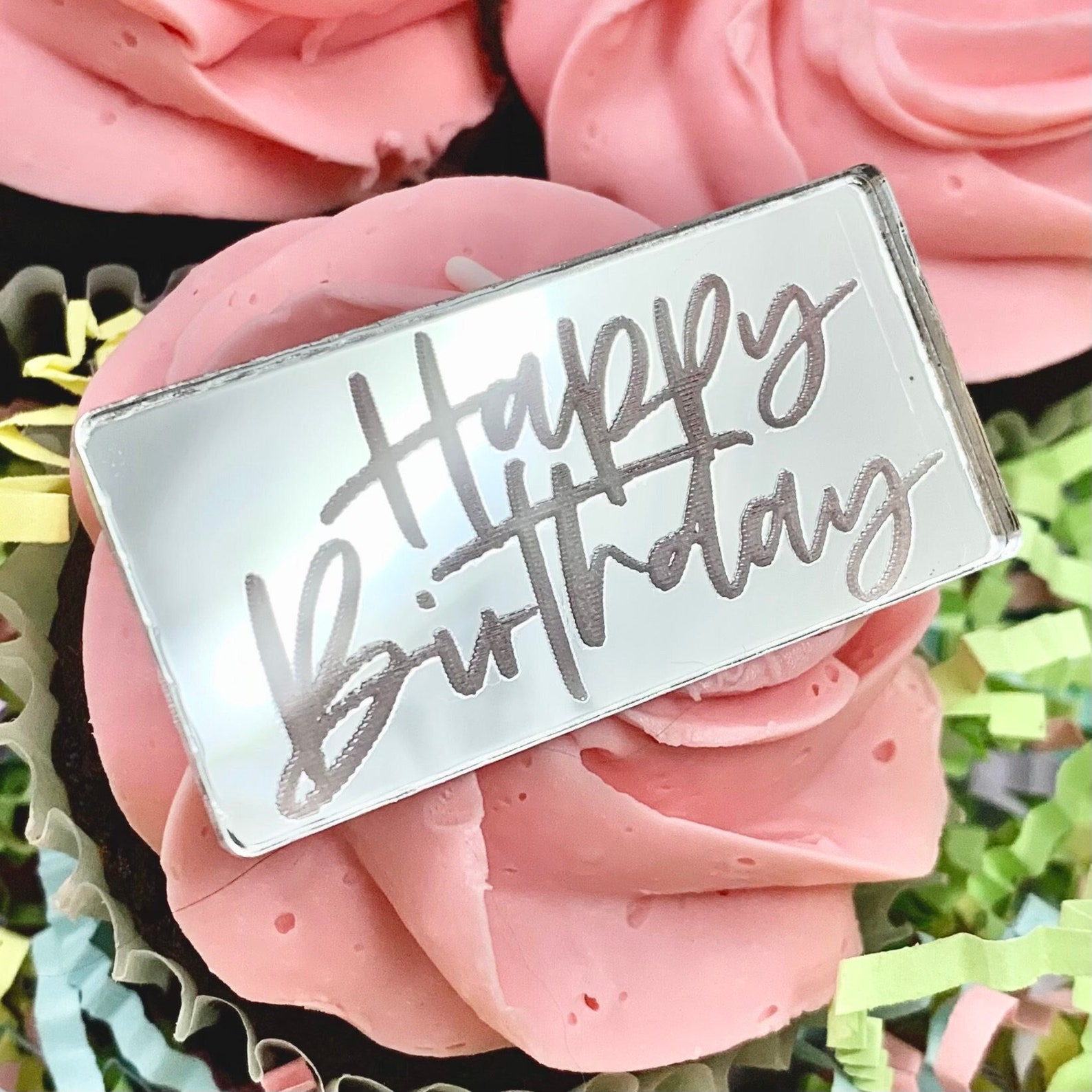 Happy Birthday Rectangle Acrylic Plaque Cake Charm Cupcake | Etsy