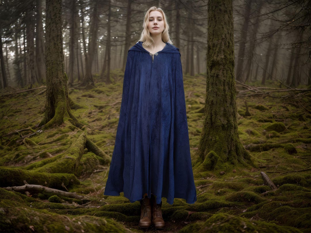 Medieval Cloak Green Hooded Cloak Faux Suede Cape Renaissance Cloak ...