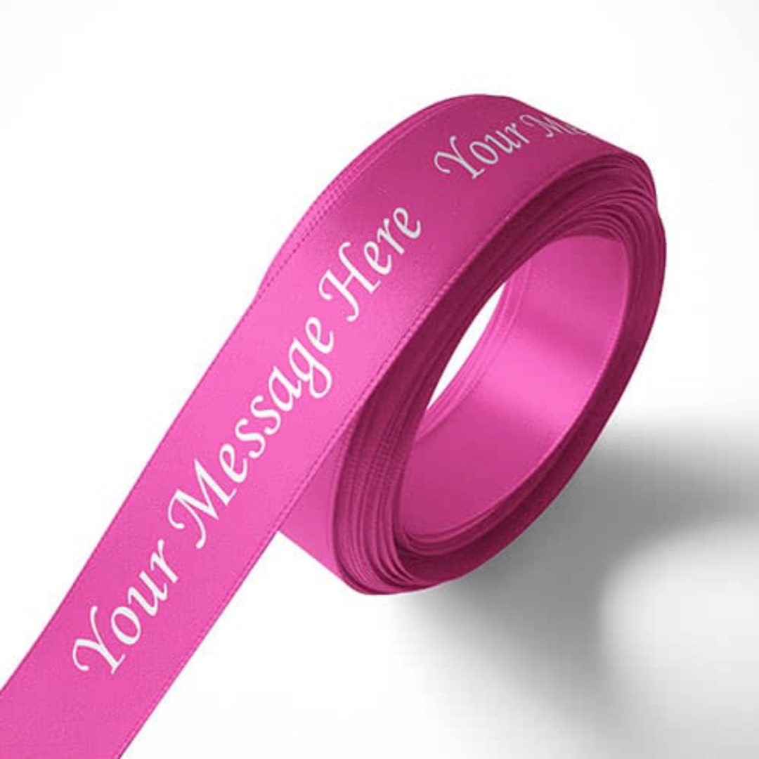 15mm Fuchsia Satin Ribbon Personalised Printed for Wedding, Christening ...