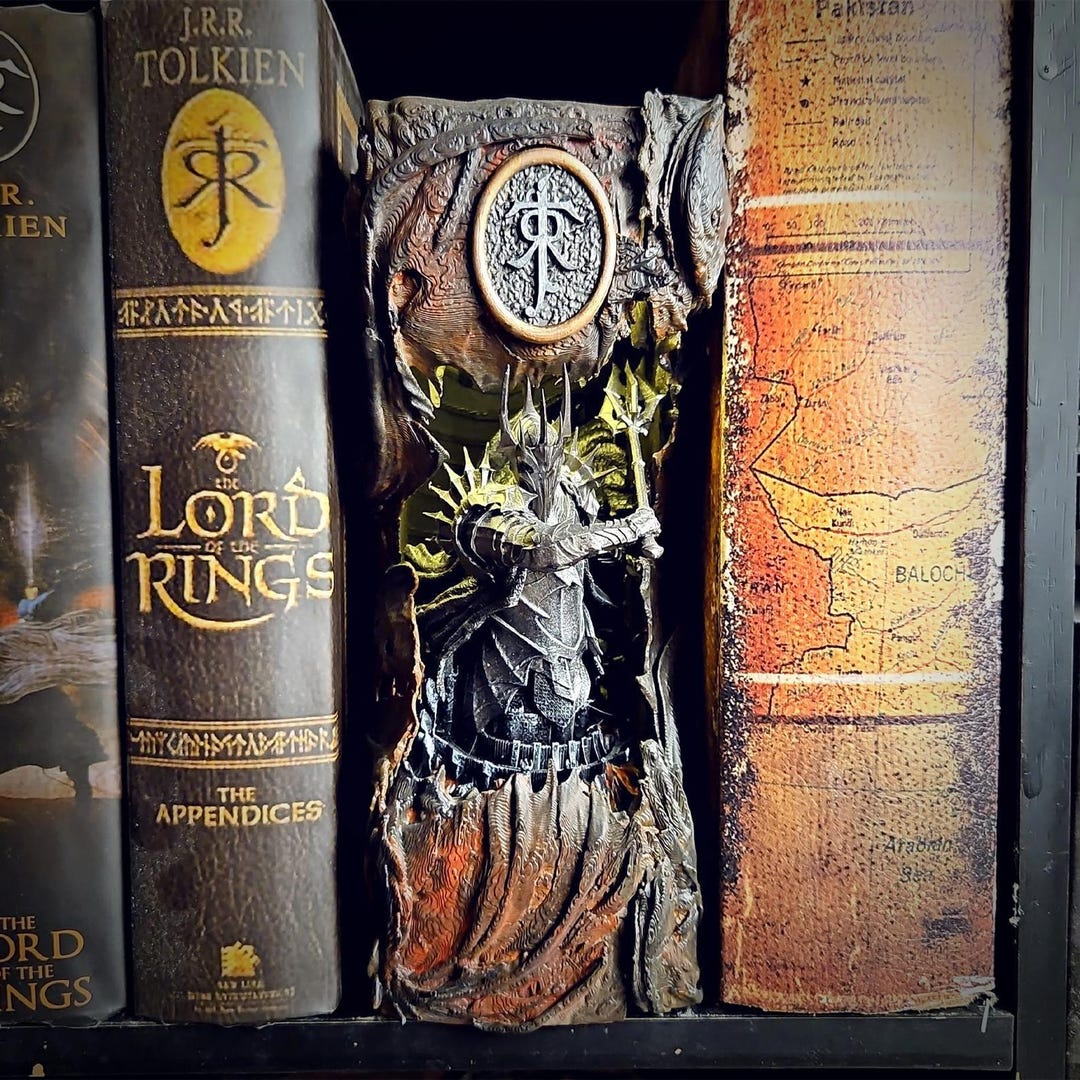 Sauron Book Nook, Lord of the Rings Decor, Dark Lord Diorama, Middle ...