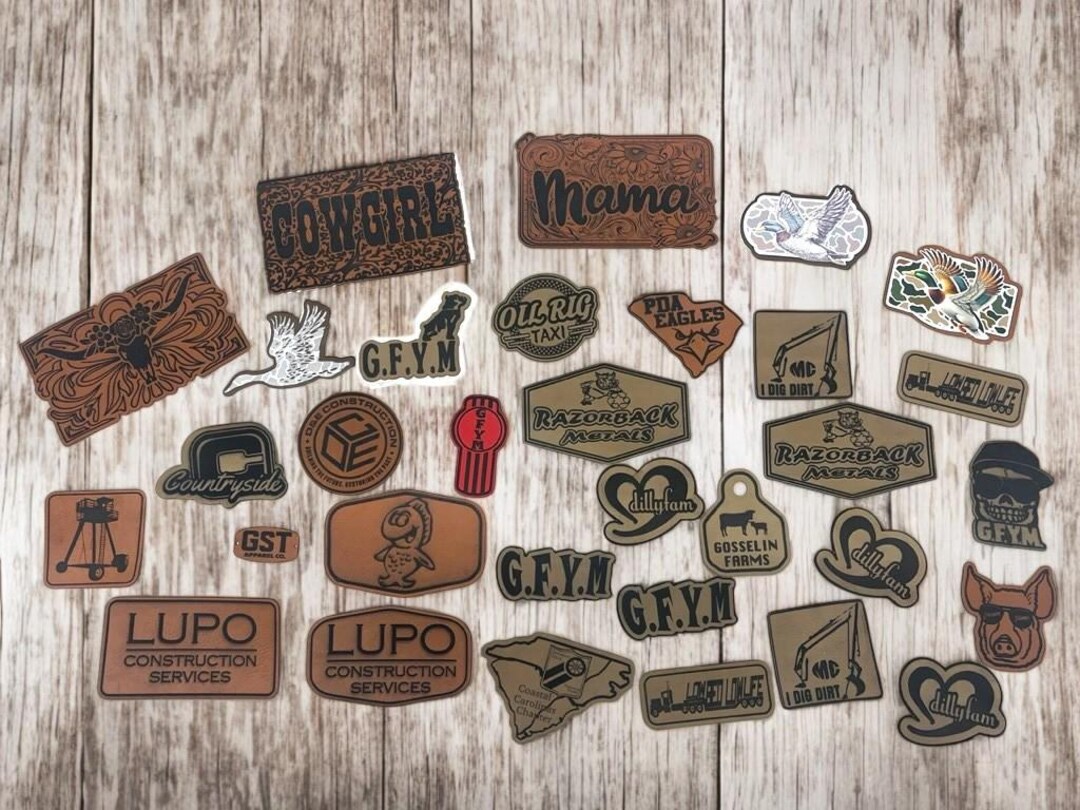 Custom Leatherette Patches | Heat Transfer Iron-on | Engraved Hat ...