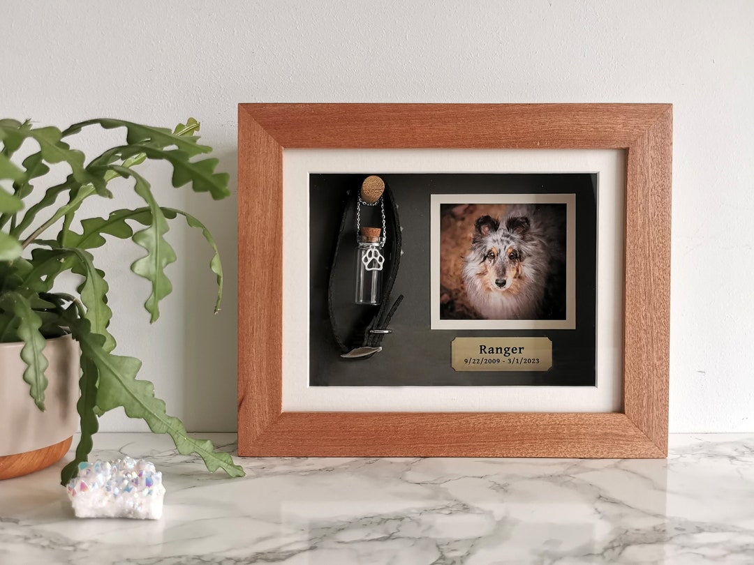 Pet Memorial Shadow Box Frame – Sapele Wood Keepsake, Pet Loss Gift ...