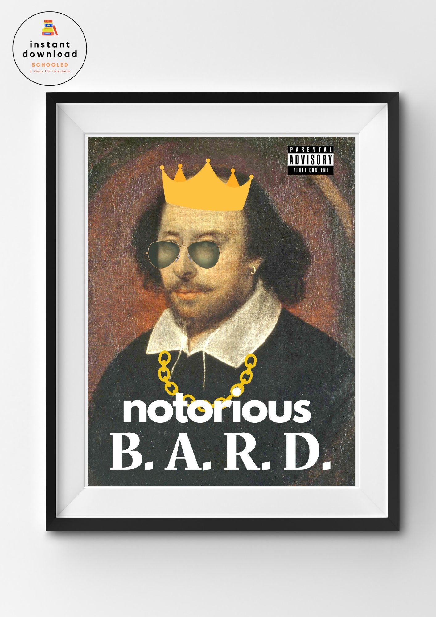 Notorious BARD Funny Shakespeare Wall Art Poster Classroom Decor ...