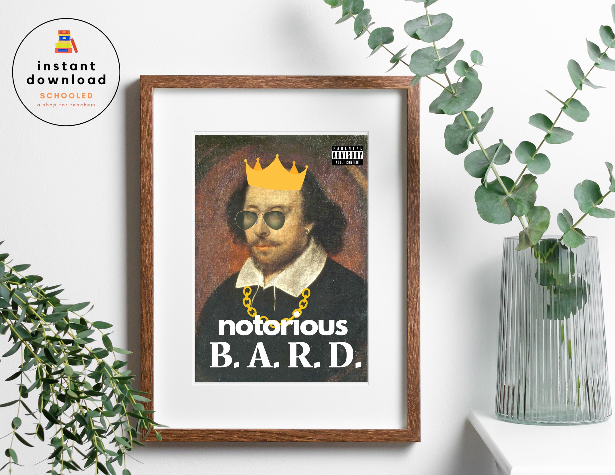 Notorious BARD Funny Shakespeare Wall Art Poster Classroom Decor ...